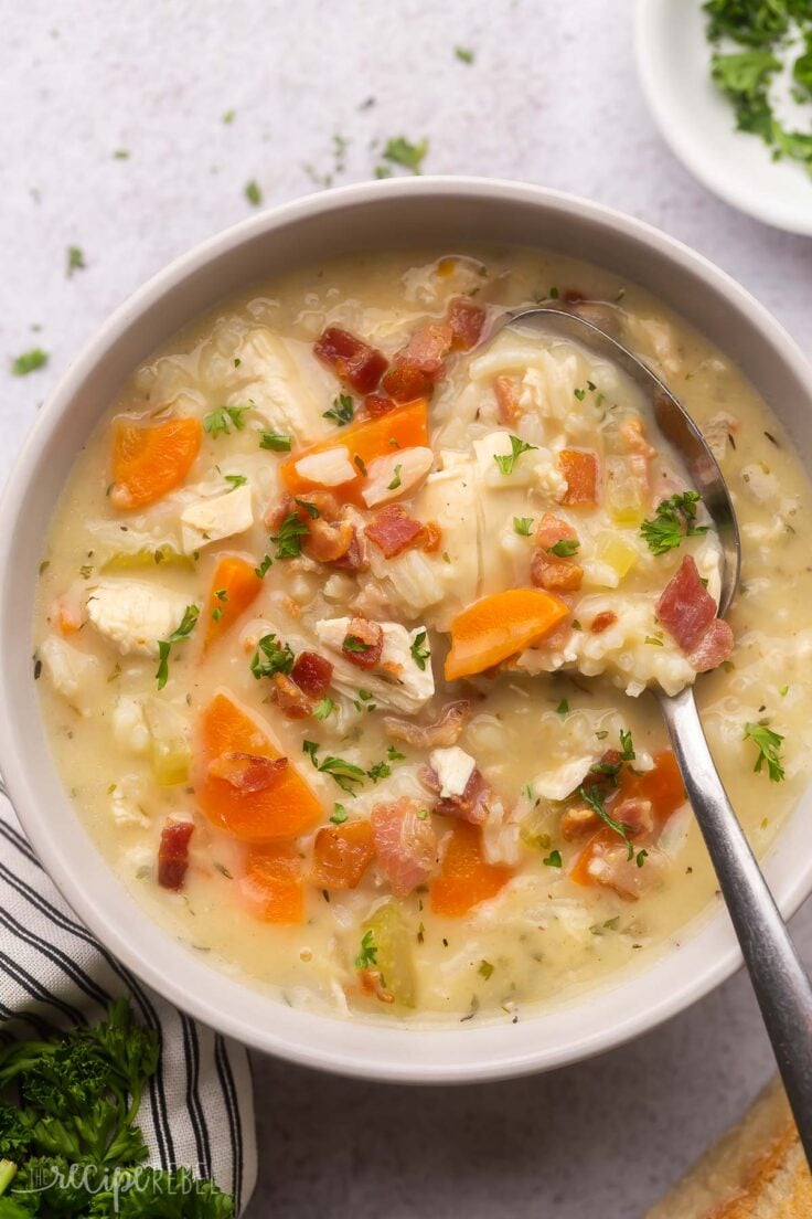 Quick Chicken Bacon Rice Soup - The Recipe Rebel