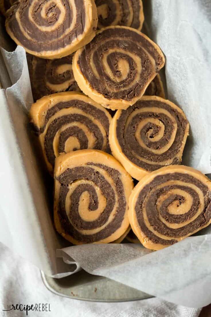No Bake Chocolate Peanut Butter Pinwheels - Christmas Fudge