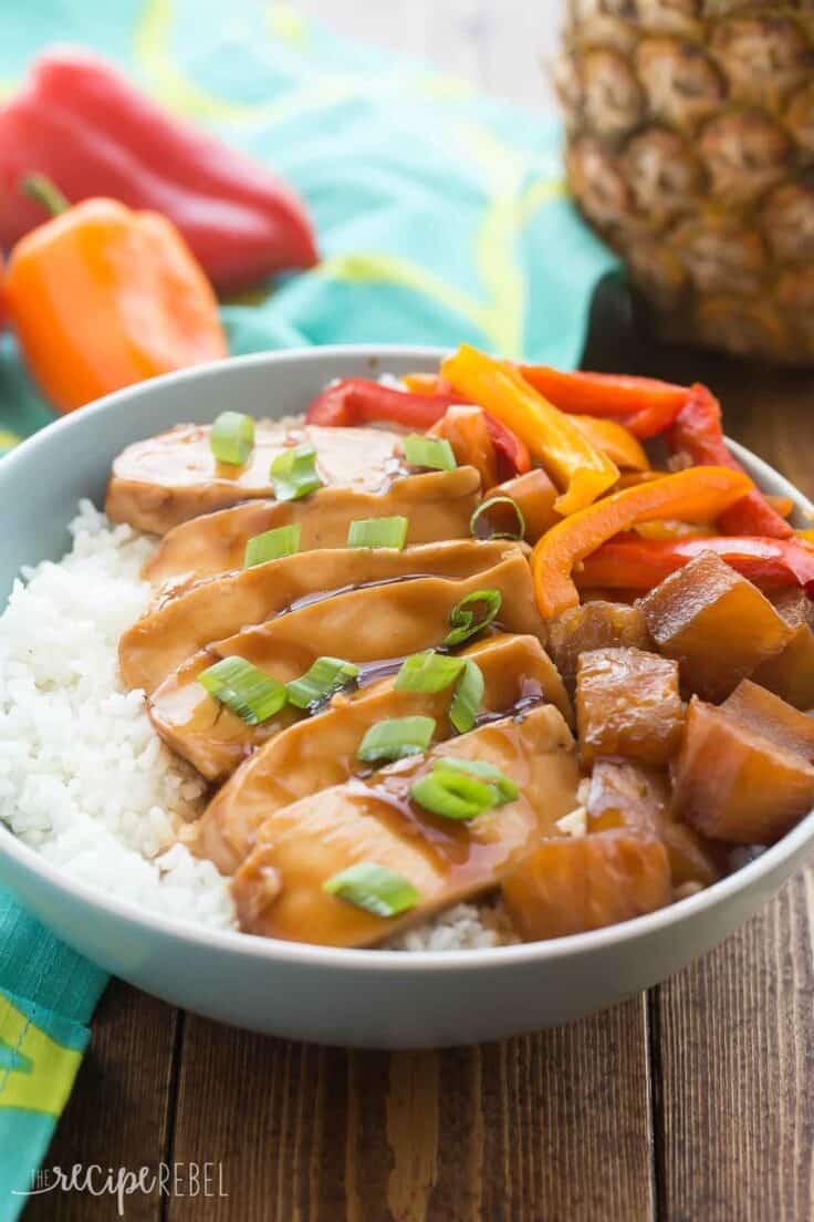 Slow Cooker Hawaiian Chicken Rice Bowls Recipe
