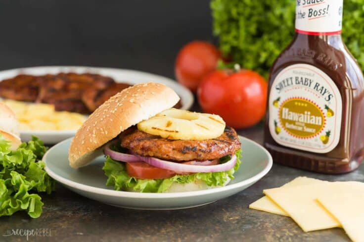 Hawaiian Chicken Burgers with Grilled Pineapple + VIDEO
