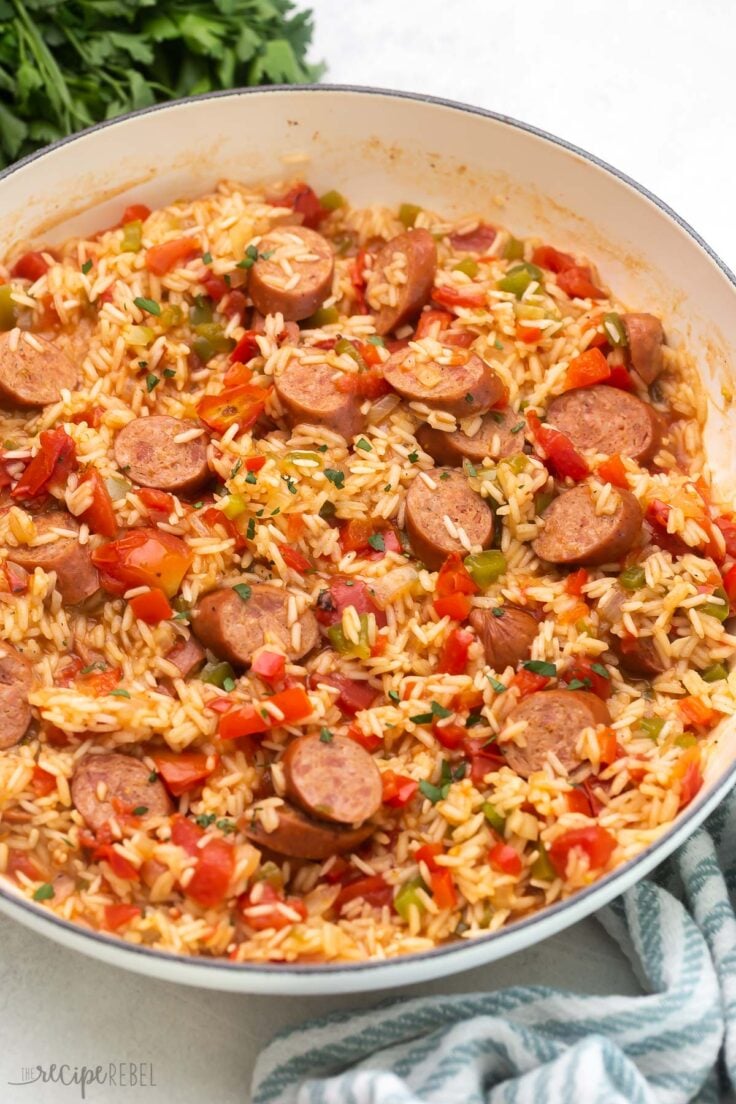 One Pan Sausage and Rice - The Recipe Rebel [VIDEO]