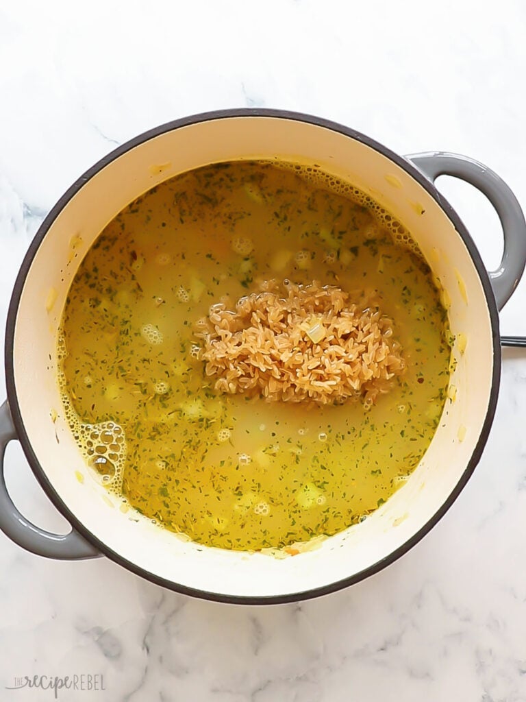 Chicken Rice Soup (Stove Top or Slow Cooker) - The Recipe Rebel