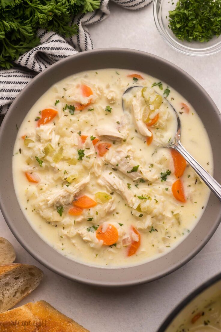 Creamy Chicken and Rice Soup - The Recipe Rebel [VIDEO]