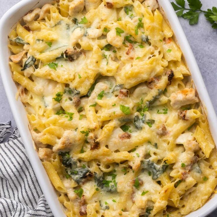 Tuscan Chicken Pasta Bake - The Recipe Rebel [VIDEO]