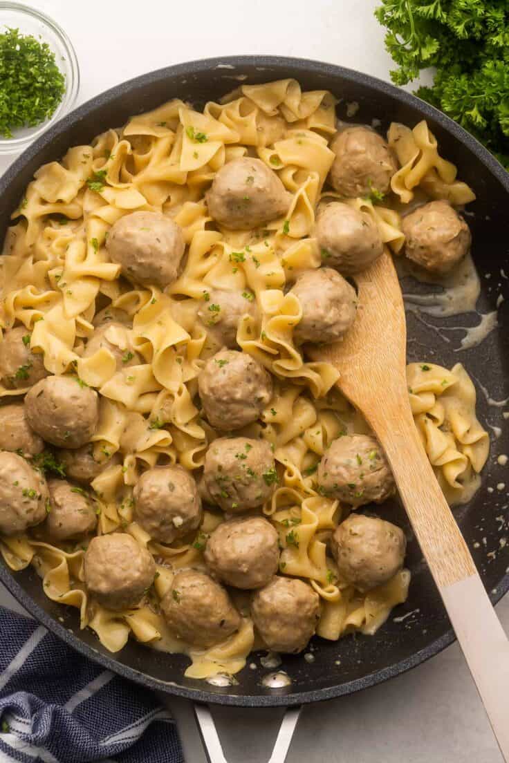 One Pan Swedish Meatballs and Noodles [VIDEO]- The Recipe Rebel