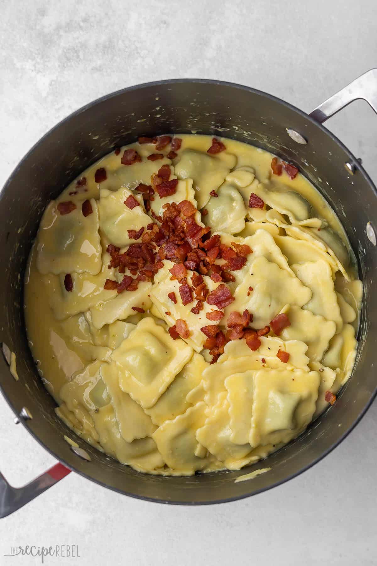 Simple Ravioli Carbonara - The Recipe Rebel [VIDEO]