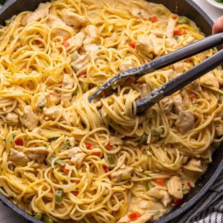 Creamy Chicken Spaghetti - The Recipe Rebel | VIDEO