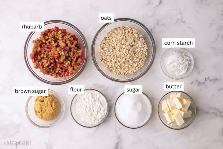 Rhubarb Crisp Recipe + VIDEO (with crunchy brown sugar streusel!)