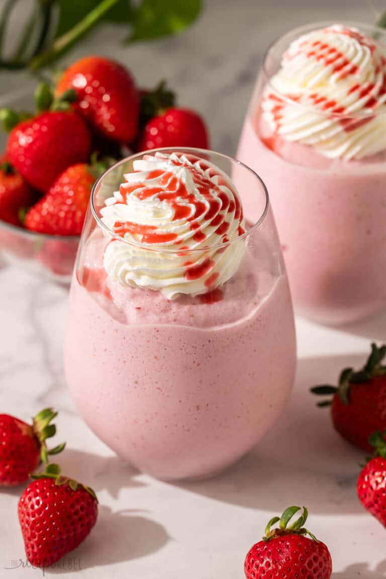 Strawberry Frappuccino (Starbucks Copycat) - The Recipe Rebel | VIDEO
