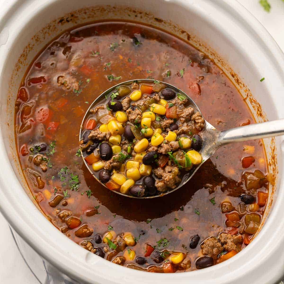 Slow Cooker Taco Soup - an easy crockpot meal
